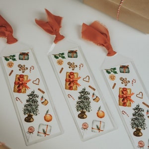 Winter Holiday Bookmarks, Watercolor Bookmarks, Pine Cone Bookmark ...