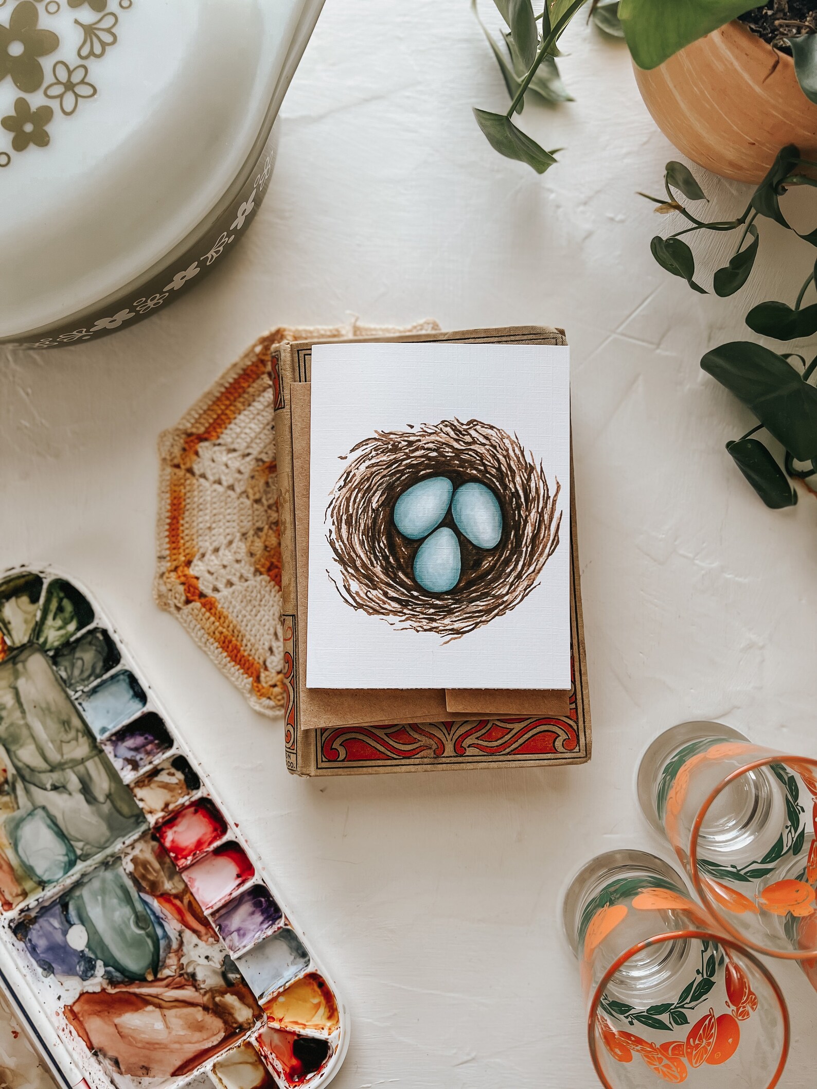 Bird's Nest Spring Greeting Card, Bird Greeting Card, Robin's Egg ...