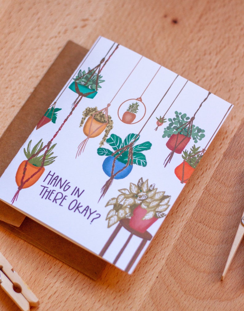 Hang in There Hanging Plant Card Plant Lady Card - Etsy