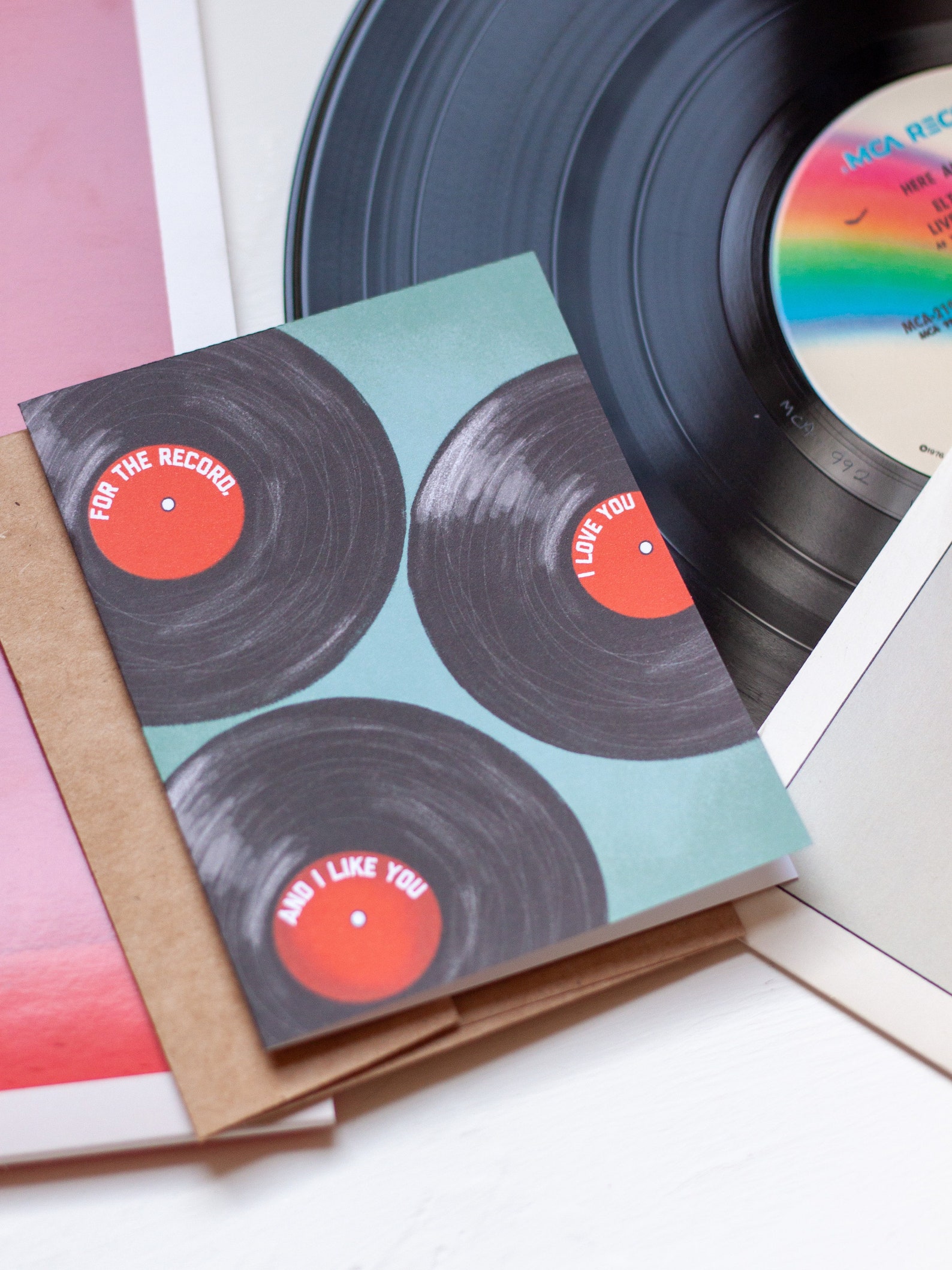 For the Record Card, I Love You Card, Vinyl Valentine, Record Greeting ...