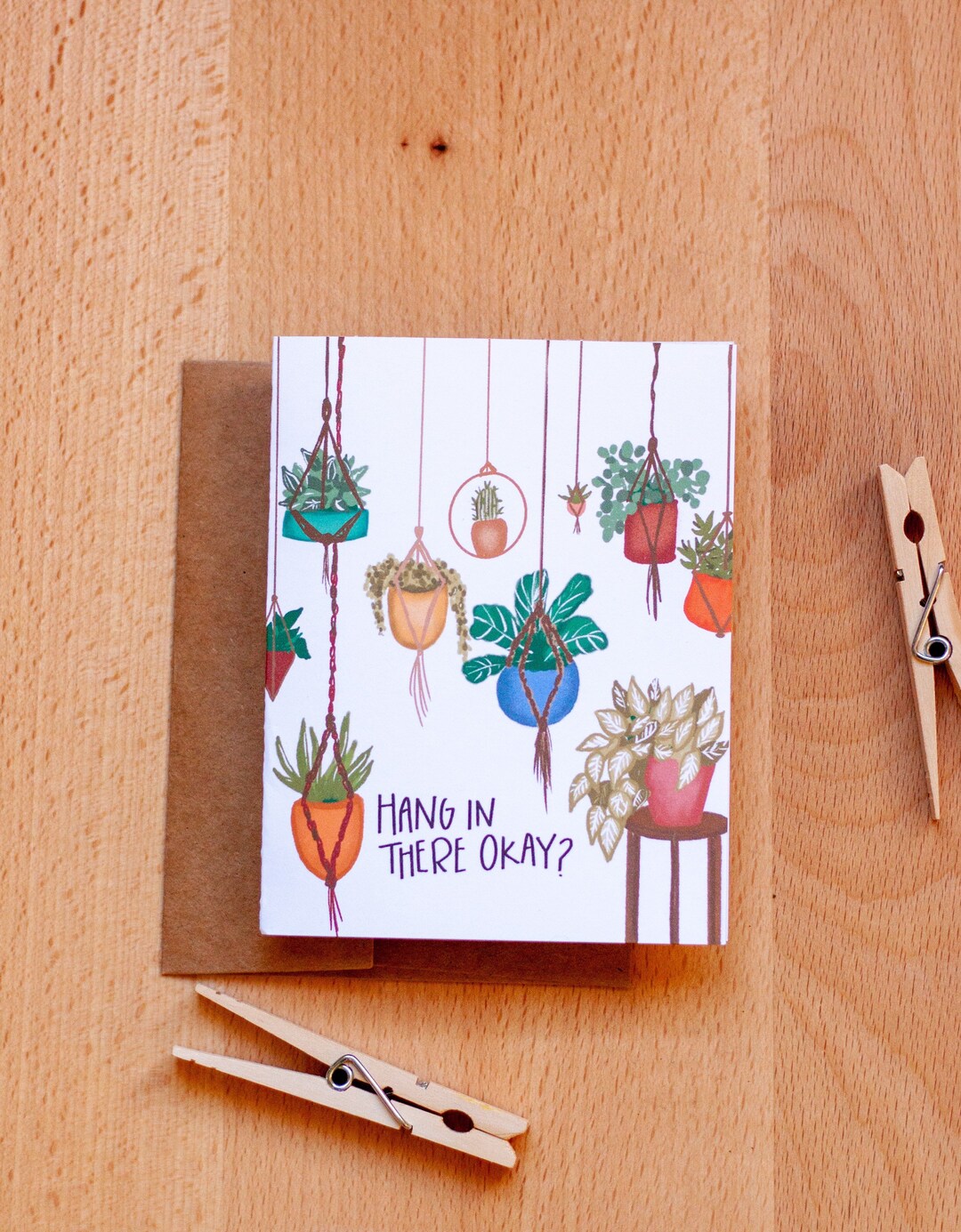 Hang in There Hanging Plant Card, Plant Lady Card, Encouragement Cards ...