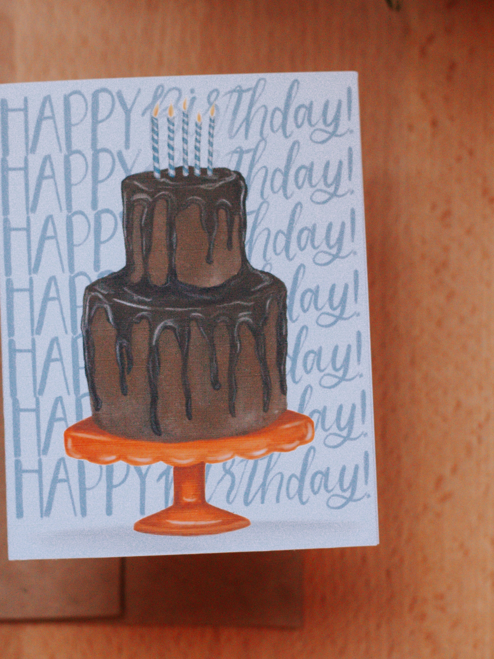 Chocolate Cake Birthday Card Cake Greeting Card Birthday - Etsy