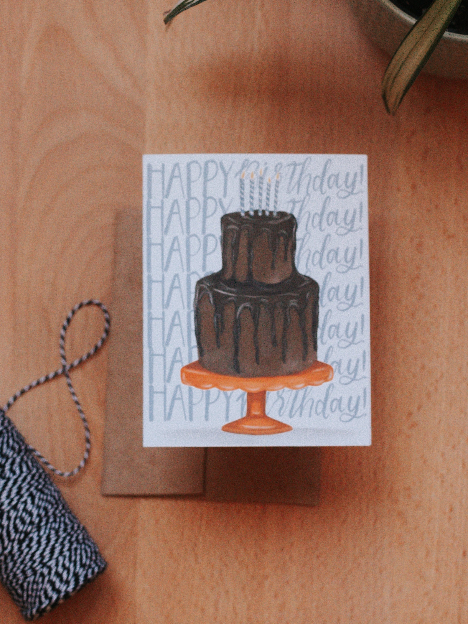 Chocolate Cake Birthday Card Cake Greeting Card Birthday - Etsy