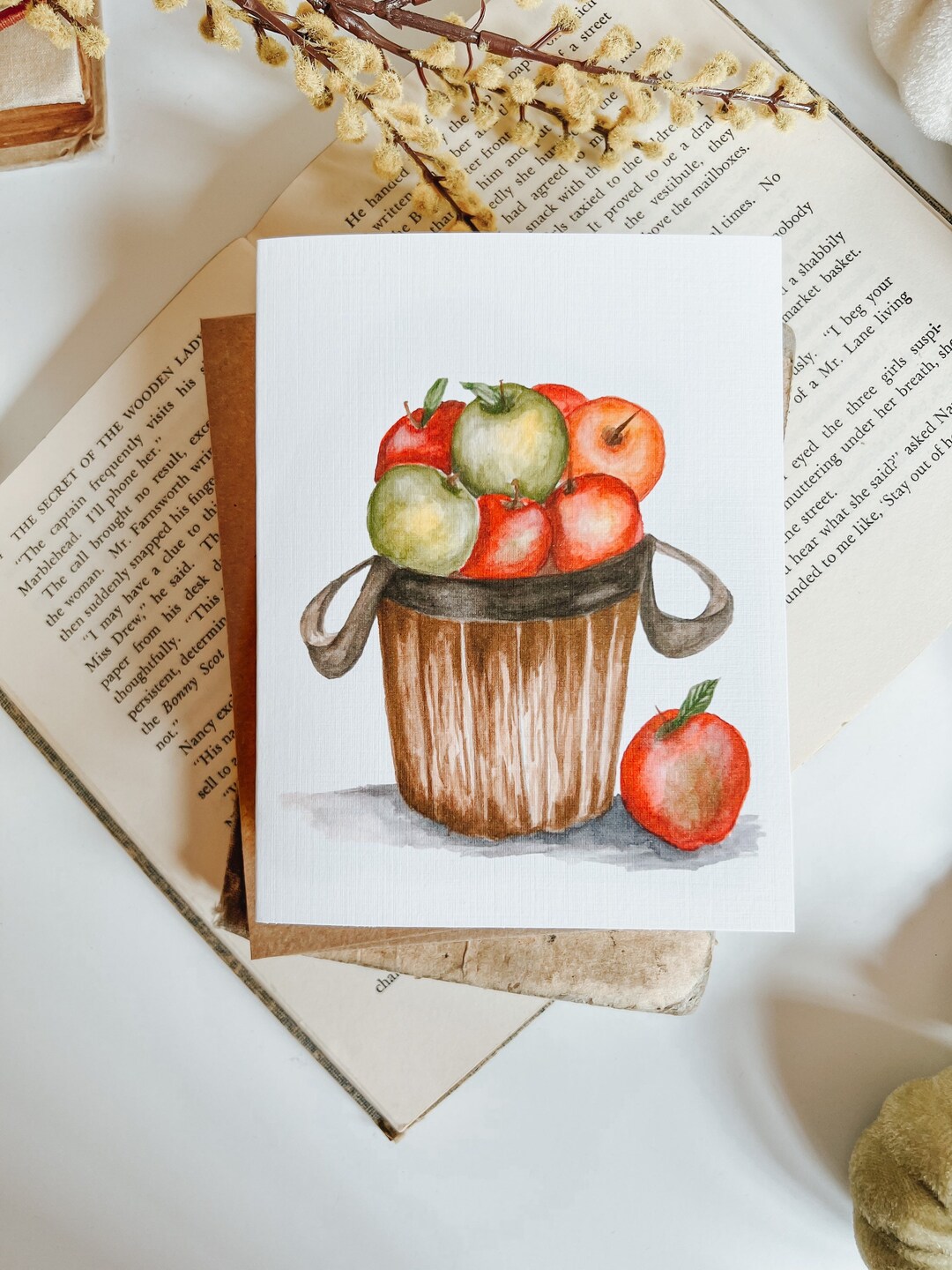 Apple Basket Fall Greeting Card, Fall Greeting Card, Cozy Fall ...
