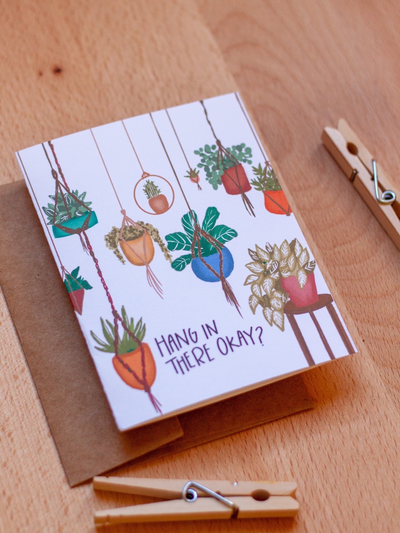 Hang in There Hanging Plant Card Plant Lady Card - Etsy