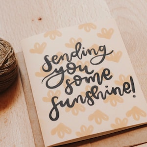 Sending Sunshine Greeting Card, Hand Lettered Card, Cheerful Card ...