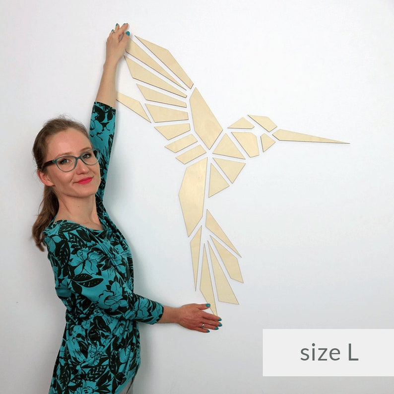 Wood Wall Art Geometric Mosaic Origami Hummingbird | Etsy