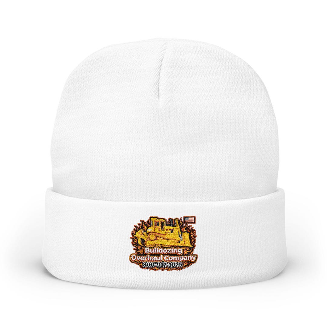 Vintage Overland Company Patch Knit Beanie | Embroidered Logo Cuff Hat ...