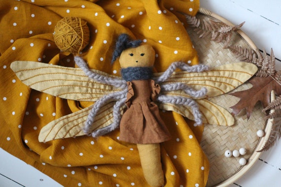 Linen Toy Dragon Fly Stuffed Animal Plush Organic Toy | Etsy