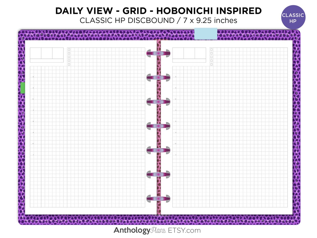 Classic Discbound Daily View - HOBONICHI Inspired GRID - Minimalist ...