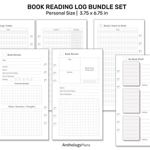 Book Reading LOG Set - BOOK REVIEW Printable Insert for Personal Size ...