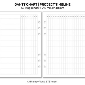 A5 Project Chart Project Tracker Schedule MONTHLY Timeline Simple ...
