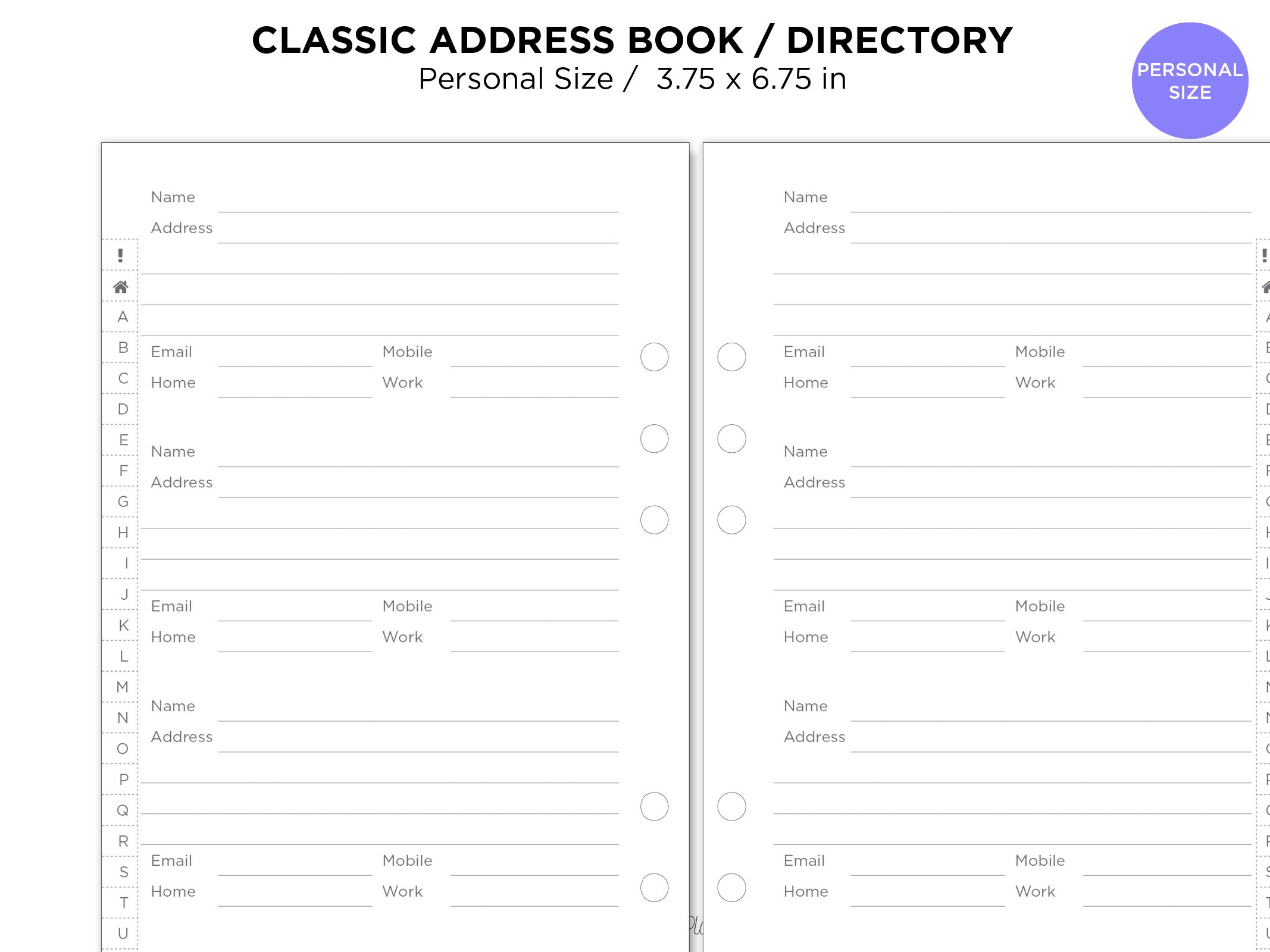 PERSONAL ADDRESS Book Telephone Directory Minimalist With Alphabetical ...