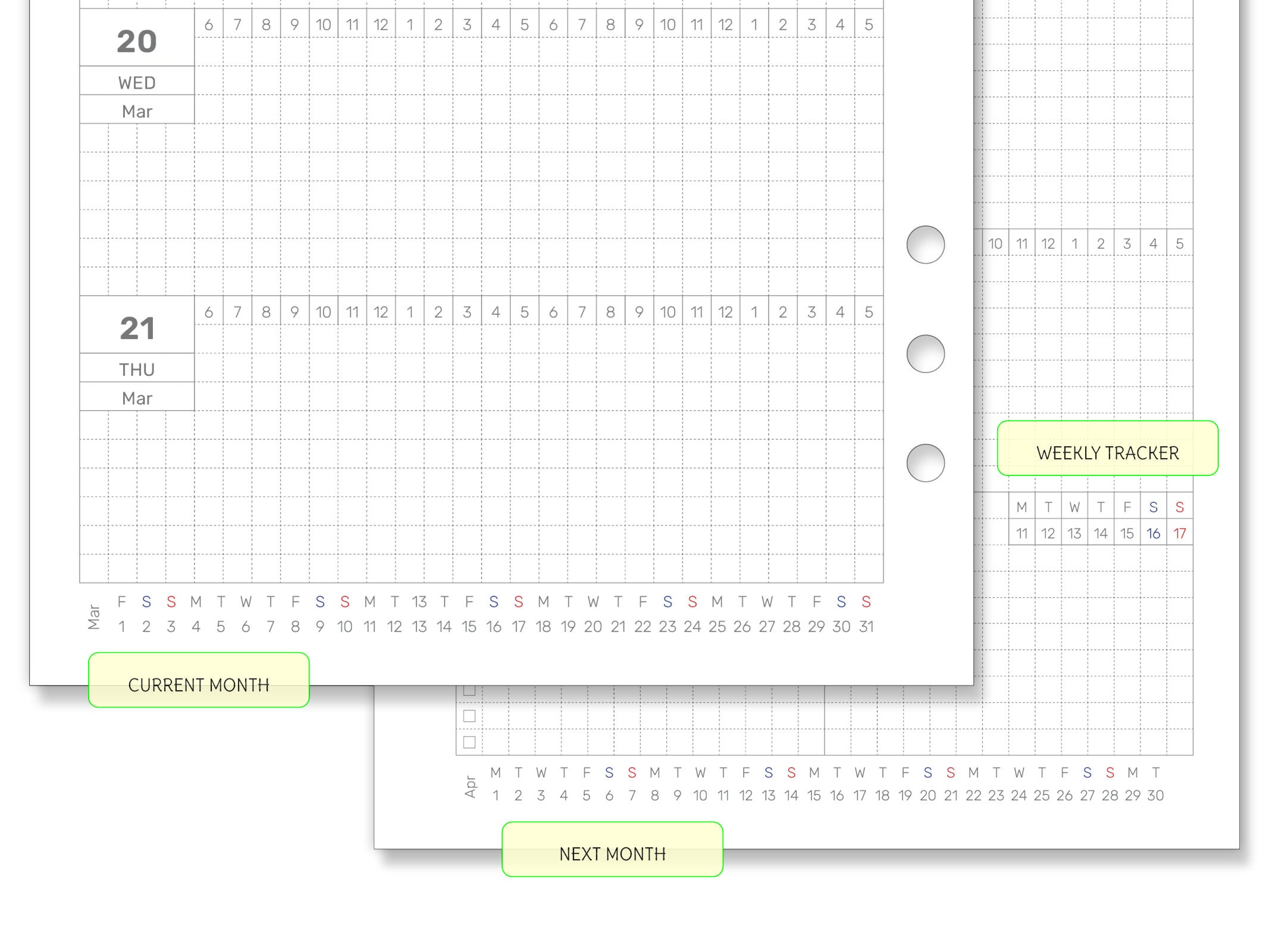 2024 A5 Weekly HORIZONTAL Grid With Timeblock MINIMALIST, Weekly ...