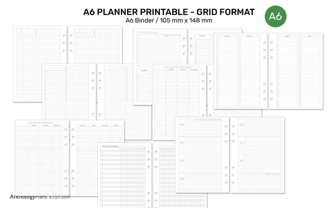 A6 Printable Planner Bundle Minimalist Functional Clean - for Ring ...