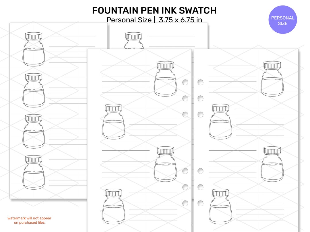 PERSONAL Size INK Swatch - Printable Planner Insert for Ring or ...