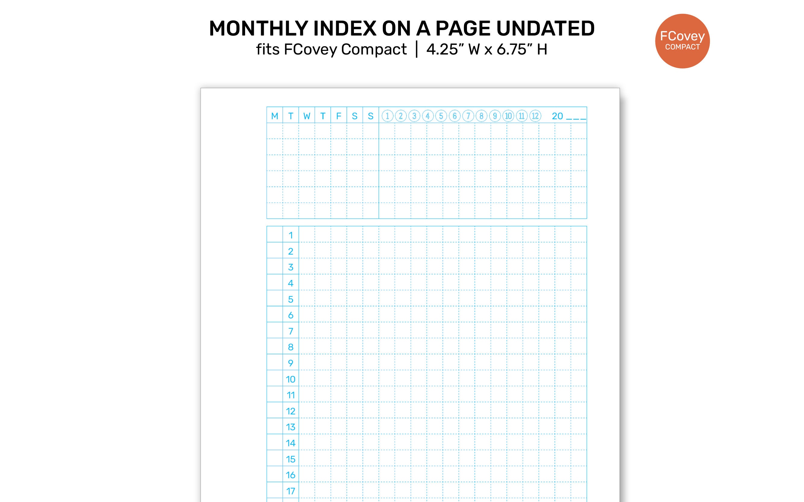 Fcovey Compact Monthly Index Ring Planner Undated Calendar-at-a-glance ...