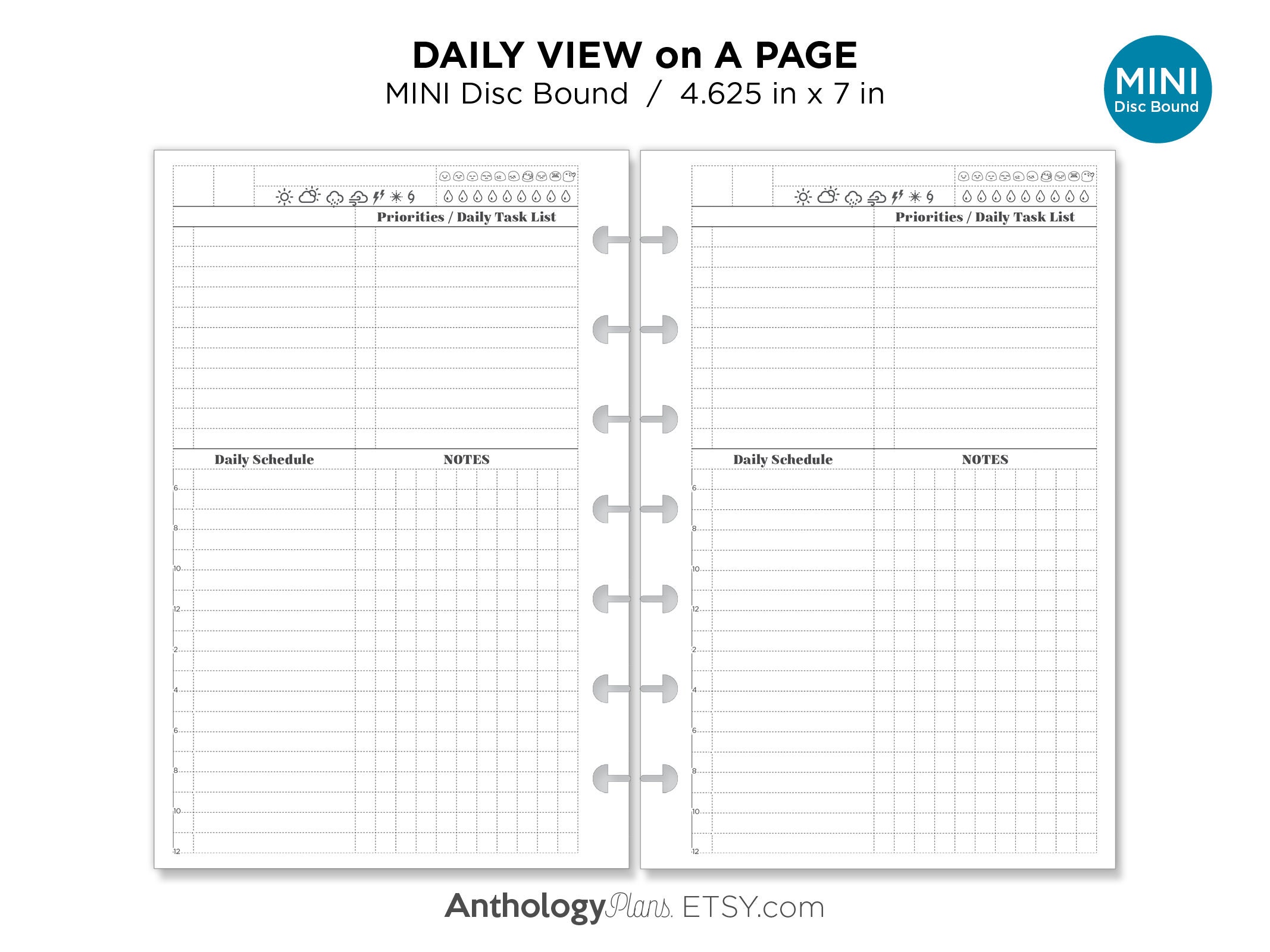 Mini DISCBOUND Daily View Printable Fits Mini Happy Planner With ...