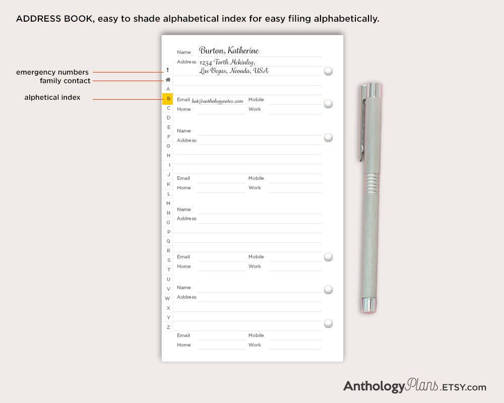PERSONAL ADDRESS Book - Telephone Directory - Minimalist - With ...