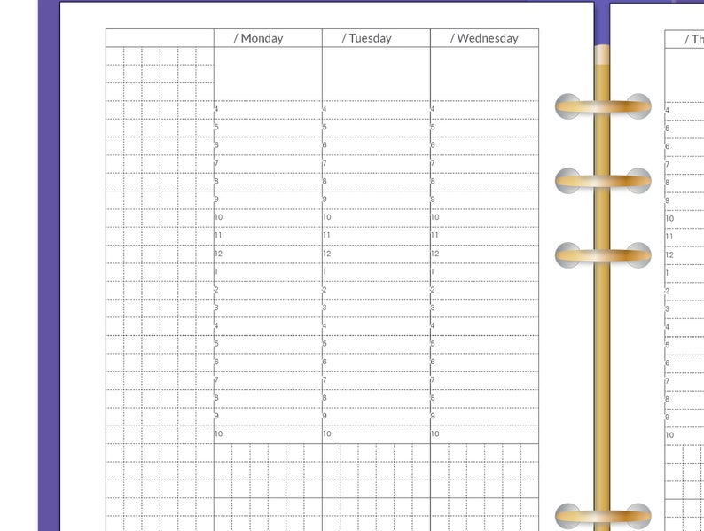 A5 Weekly Schedule Lined With Grid Lines Printable Insert for Ring ...