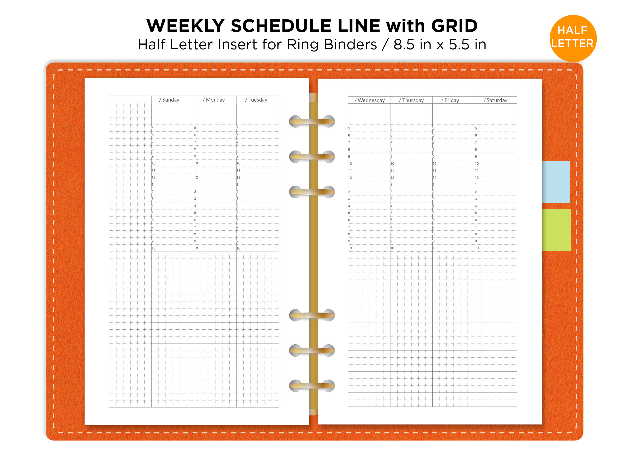 Half Letter Weekly Schedule Appointment Lined Format With GRID - Etsy