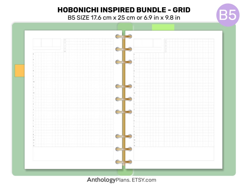 B5 Hobonichi Inspired Bundle Grid Printable Planner Daily - Etsy