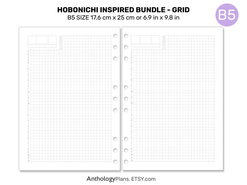 B5 Hobonichi Inspired Bundle Grid Printable Planner Daily - Etsy