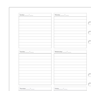 A5 Weekly View Summary Printable Insert for Ring Binders Planner - Wo2p ...