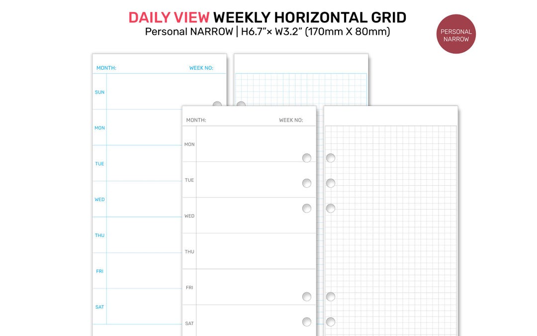 Bible Narrow, Weekly Horizontal HOBO Inspired Grid Printable Planner ...
