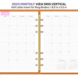 2023 Half Letter MONTHLY View Ring Filofax Printable Planner - Etsy