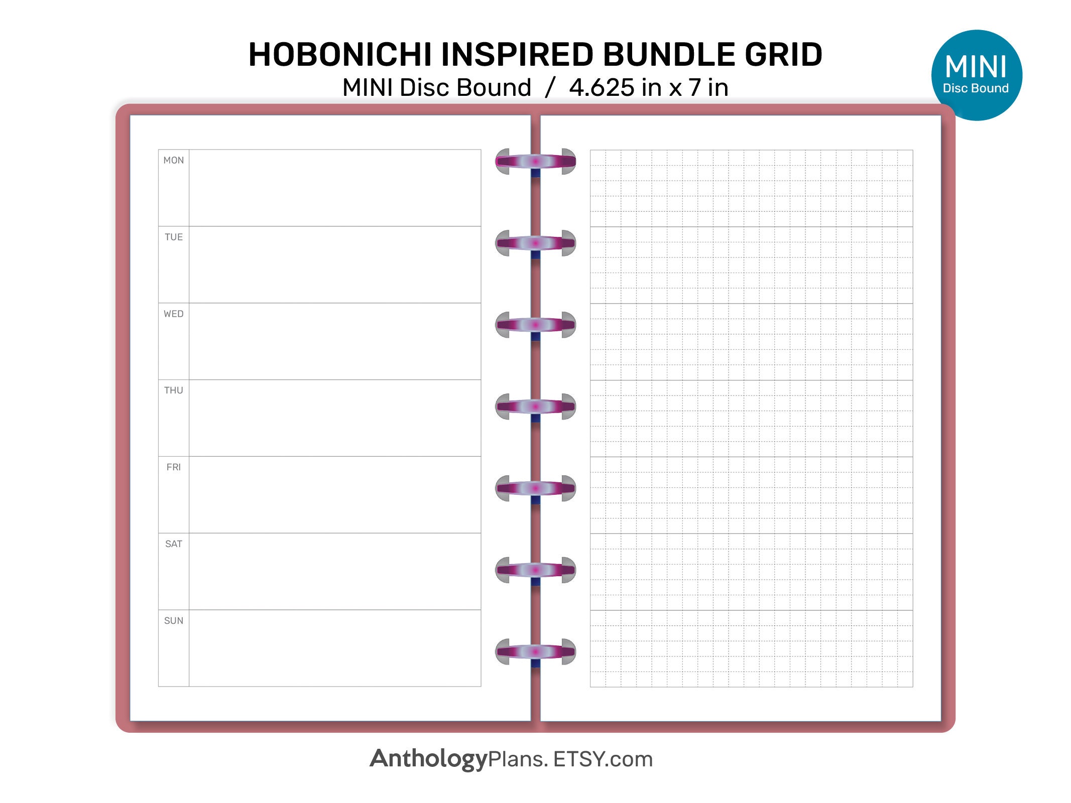 Mini Disc Bound HOBO Inspired BUNDLE SET Minimalist Functional Daily ...