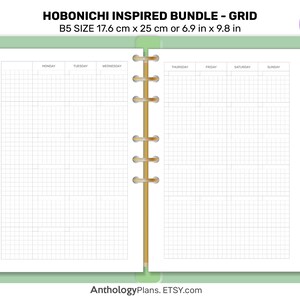 B5 Hobonichi Inspired Bundle Grid Printable Planner Daily, Weekly ...