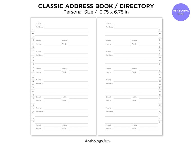 PERSONAL Filofax ADDRESS Book Telephone Directory - Etsy Australia