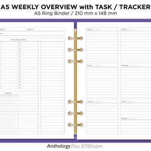 A5 Weekly View Summary Printable Insert for Ring Binders Planner - Wo2p ...