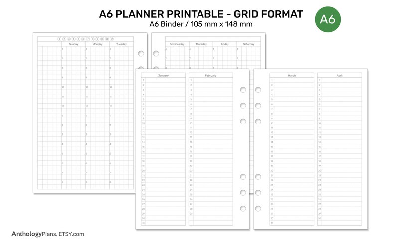 A6 Printable Planner Bundle Minimalist Functional Clean - for Ring ...