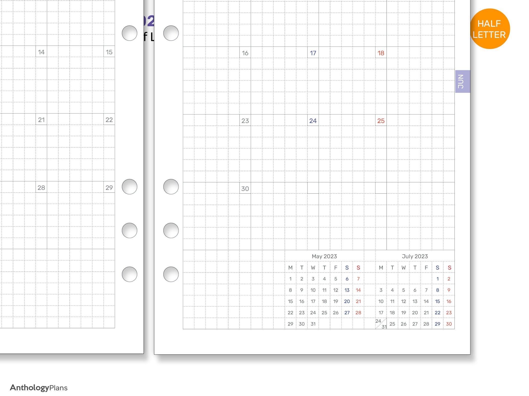 2023 Half Letter MONTHLY View Ring Filofax Printable Planner - Etsy