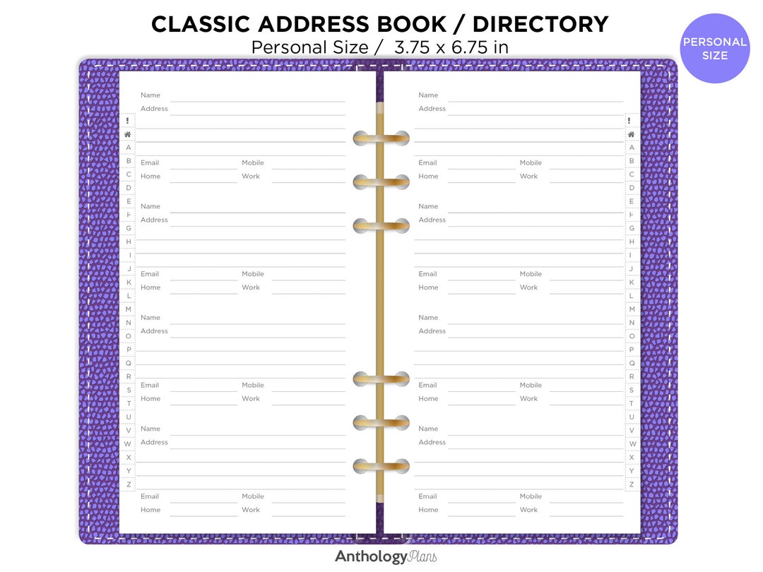 PERSONAL ADDRESS Book - Telephone Directory - Minimalist - With ...