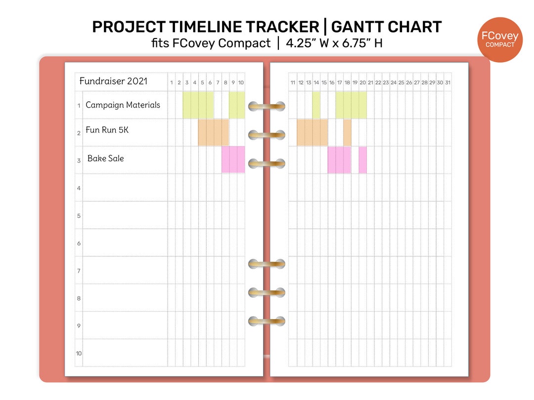 COMPACT FC Gantt Chart Project Timeline Tracker Printable Planner ...