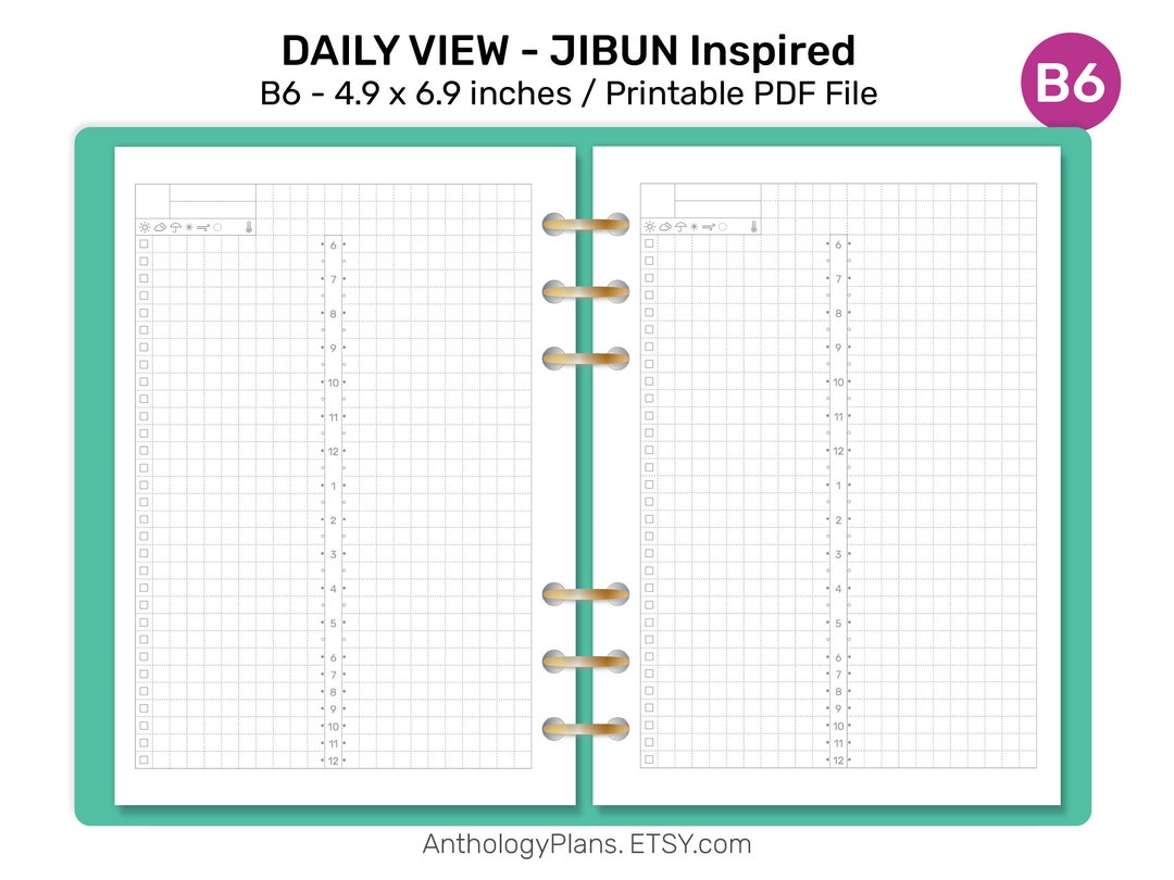 B6 Daily Fauxjibun Inspired - Printable Planner Insert for Ring Binder ...