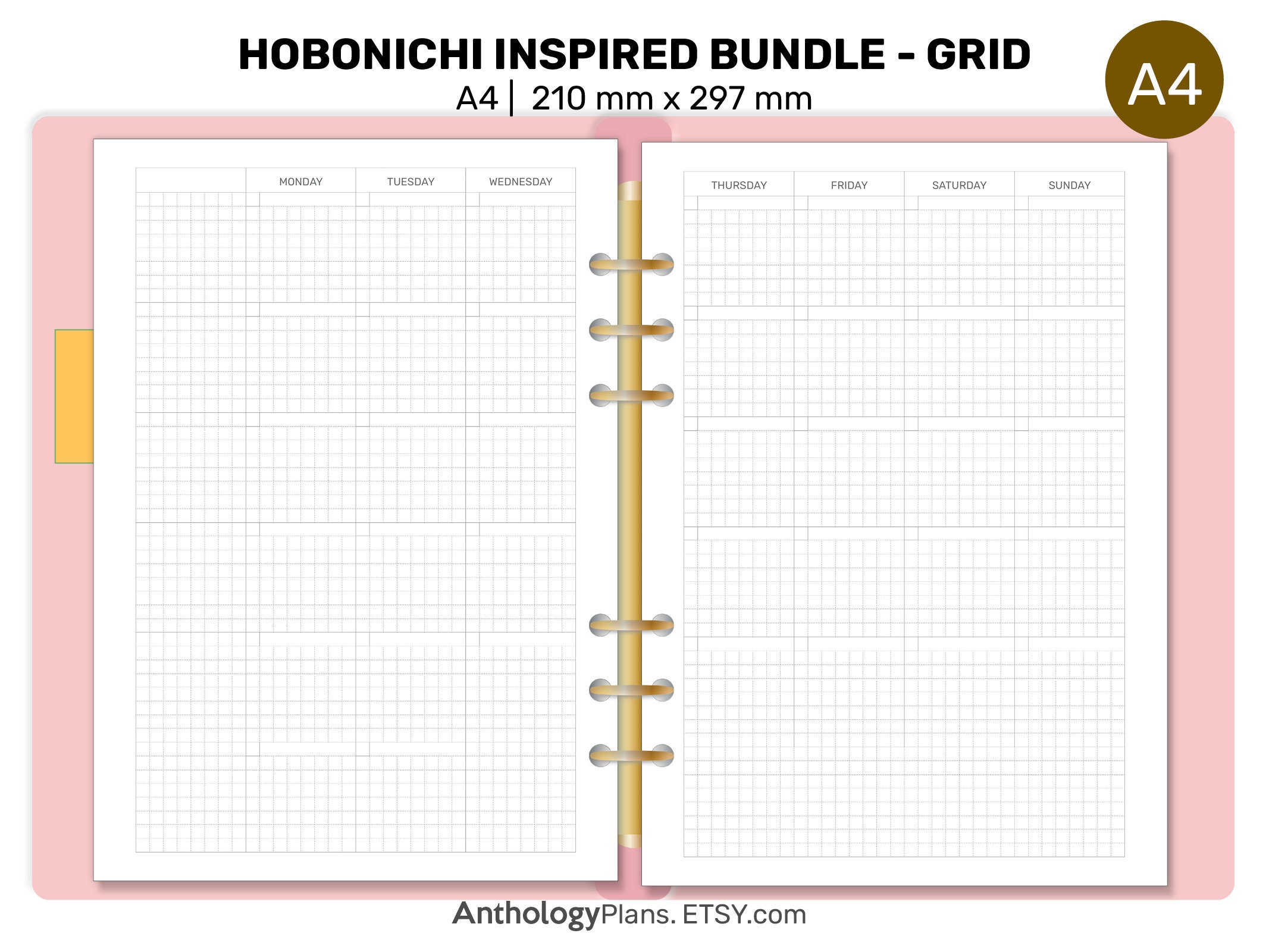 A4 Size Fauxbonichi Hobo Inspired Bundle Grid Printable Planner - Daily ...