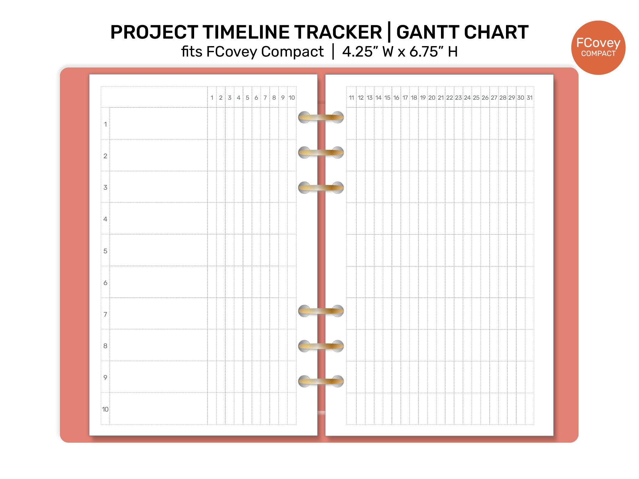 COMPACT FC Gantt Chart Project Timeline Tracker Printable Planner ...