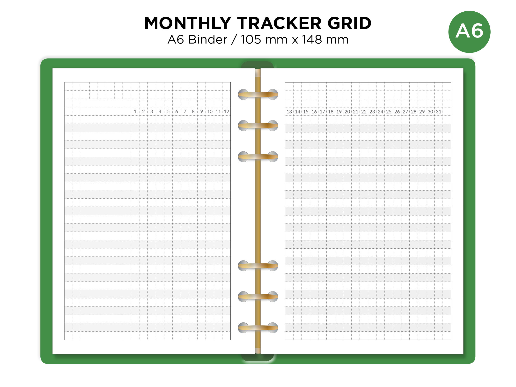 A6 Monthly Tracker Ring Binder Printable Planner Insert Minimalist ...