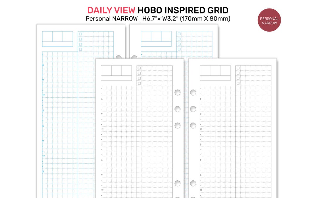 Personal Narrow Daily GRID Fauxbonichi Printable Planner Insert Pn001 ...