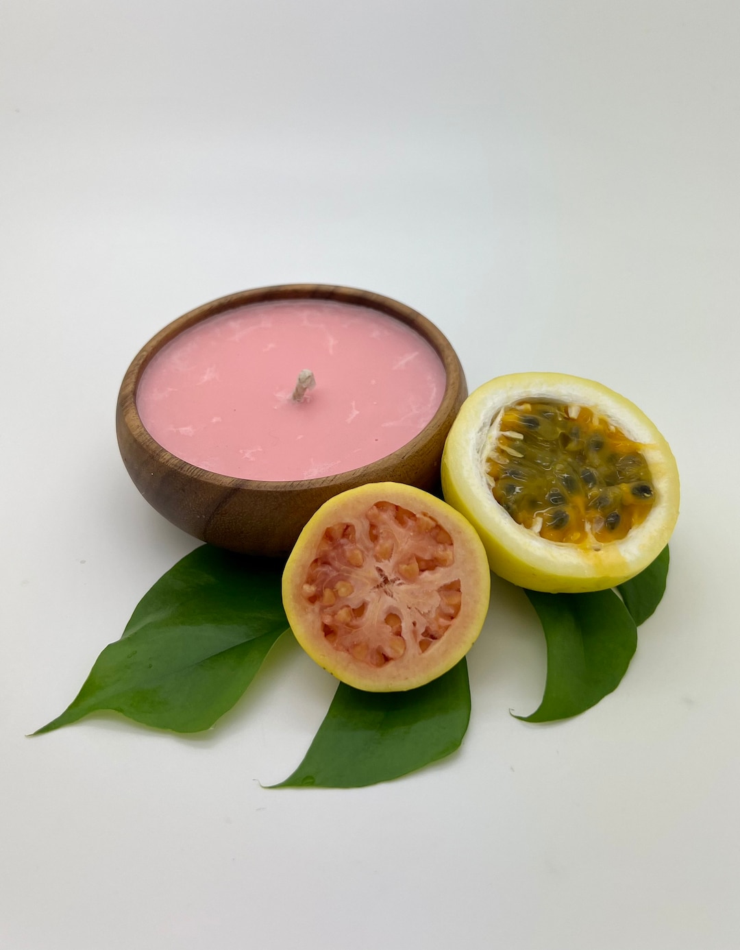 Maui Passion Fruit Guava Candle: Hand-poured Soy Wax, Acacia Bowl - Etsy