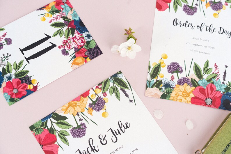 Bright Wild Flower Luxury Floral Table Numbers Botanical | Etsy