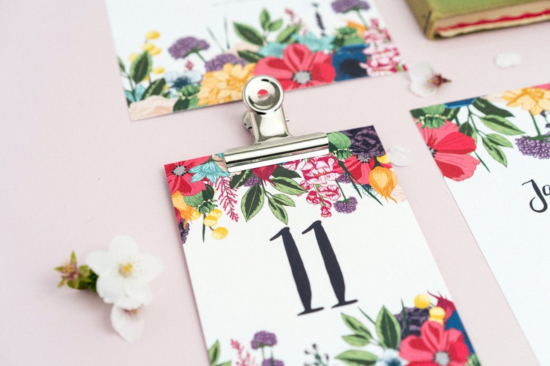 Bright Wild Flower Luxury Floral Table Numbers Botanical | Etsy