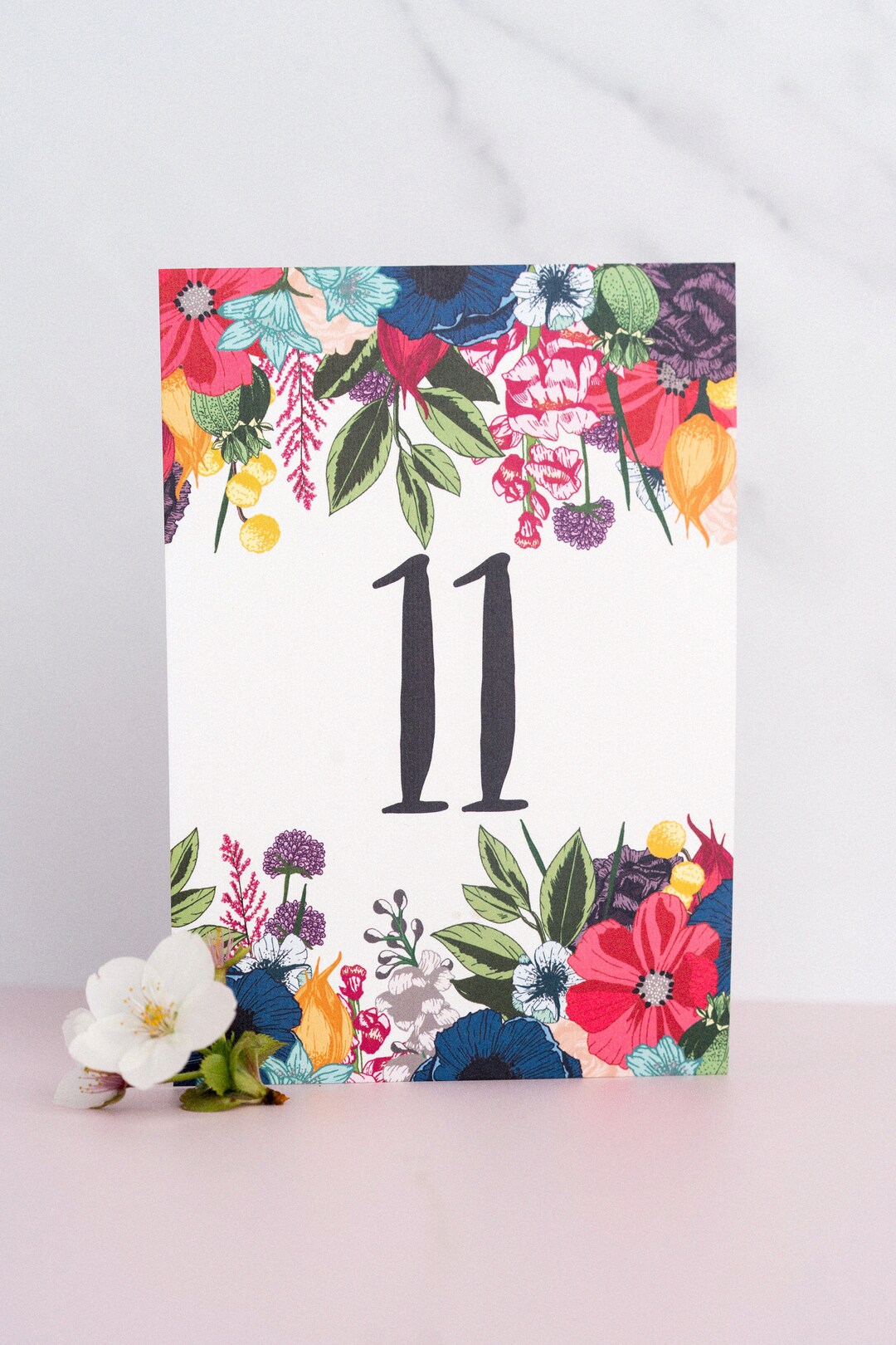 Bright Wild Flower Luxury Floral Table Numbers | Botanical Boho Summer ...