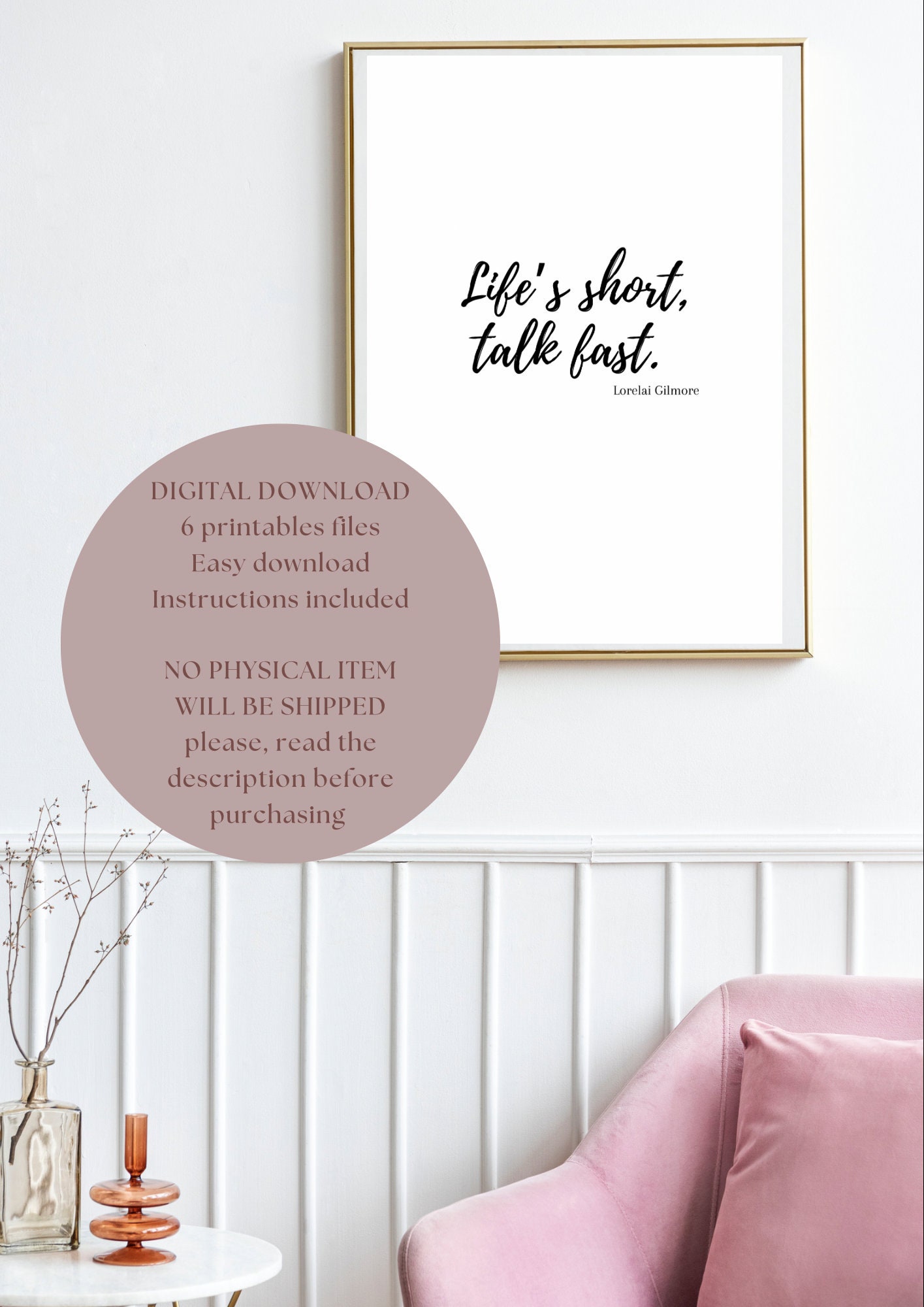 Life’s Short Talk Fast Printable Poster - Gilmore Girls Wall Art ...