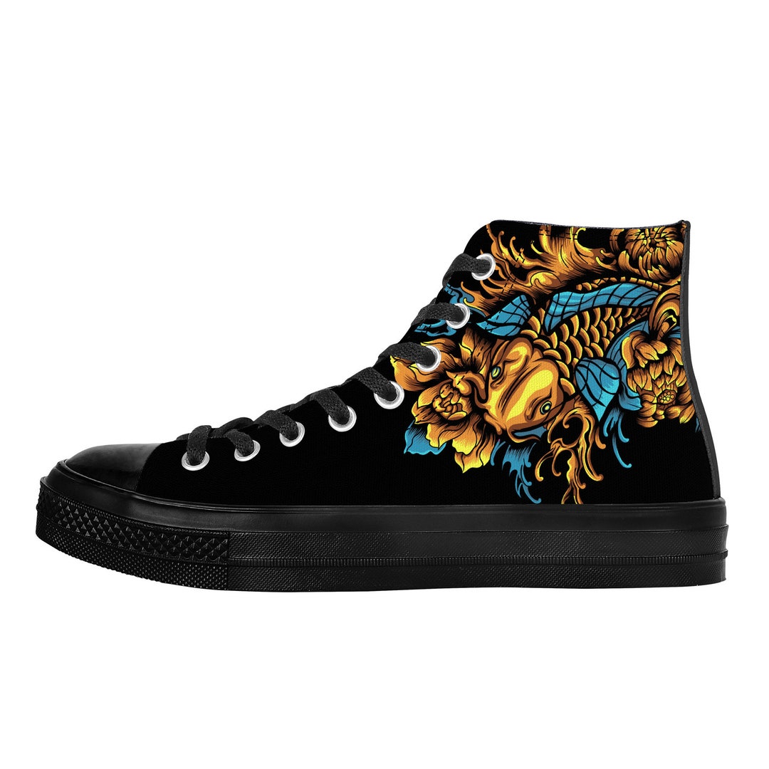 Japanese Koi Fish Black Hightop Koi Fish Shoes japanese - Etsy UK