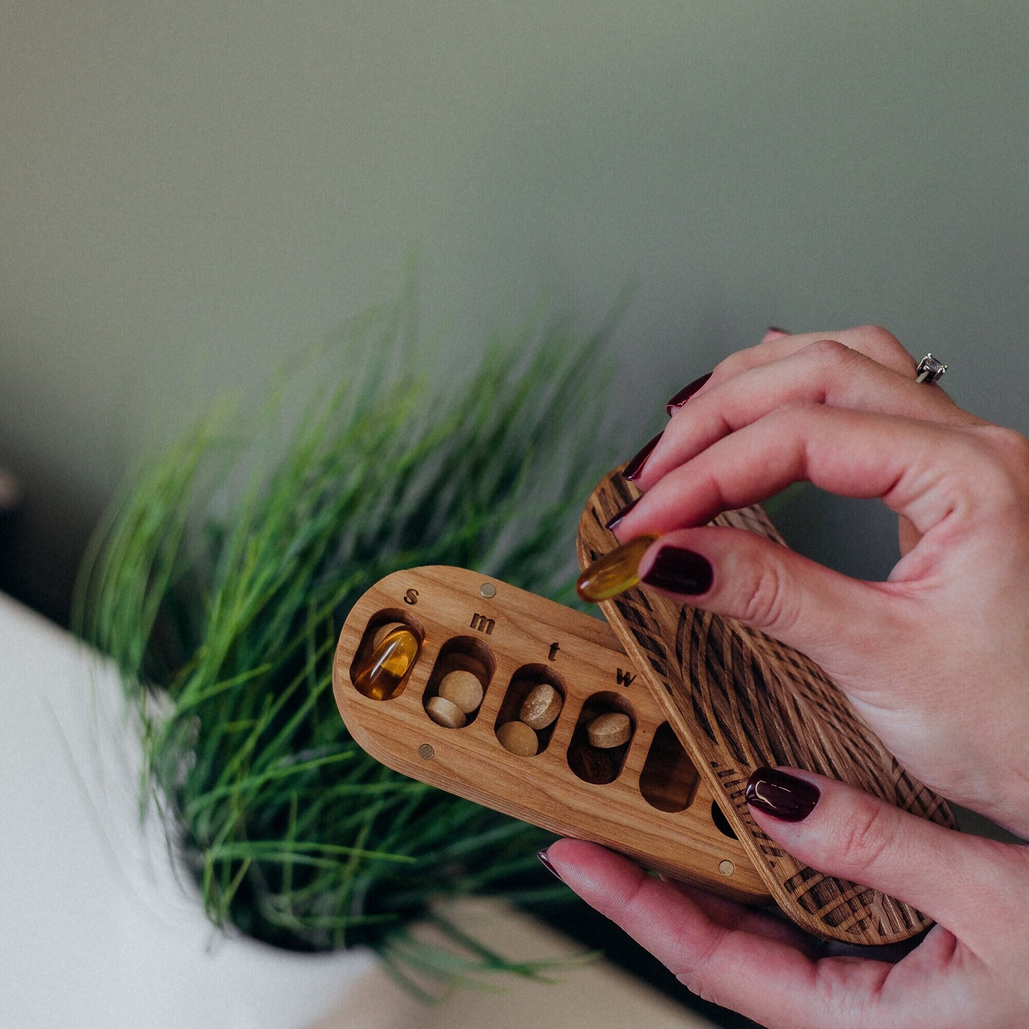 Oval Pill Holder, Unique Pill Box Gift, Vitamin Case, Eco Pill Box ...
